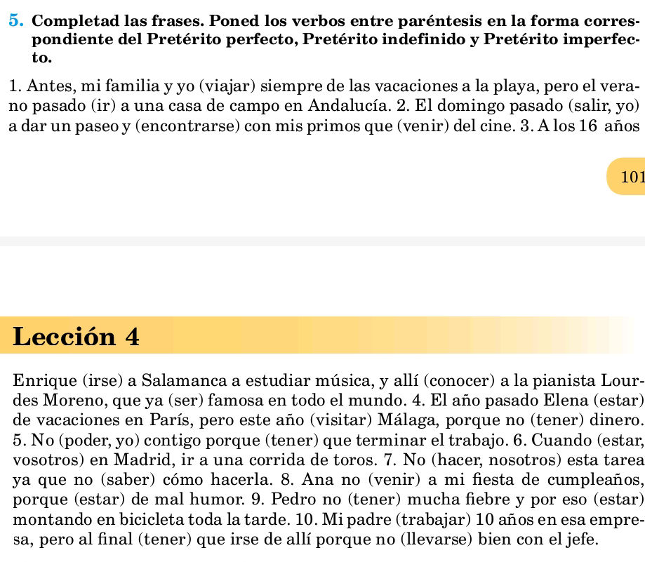 5. Completad las frases. Poned los verbos | StudyX