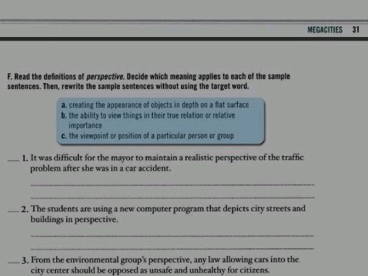 F. Read the definitions of perspective. | StudyX