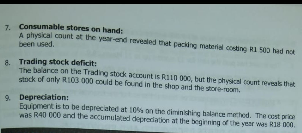 7. Consumable stores on hand: A physical | StudyX