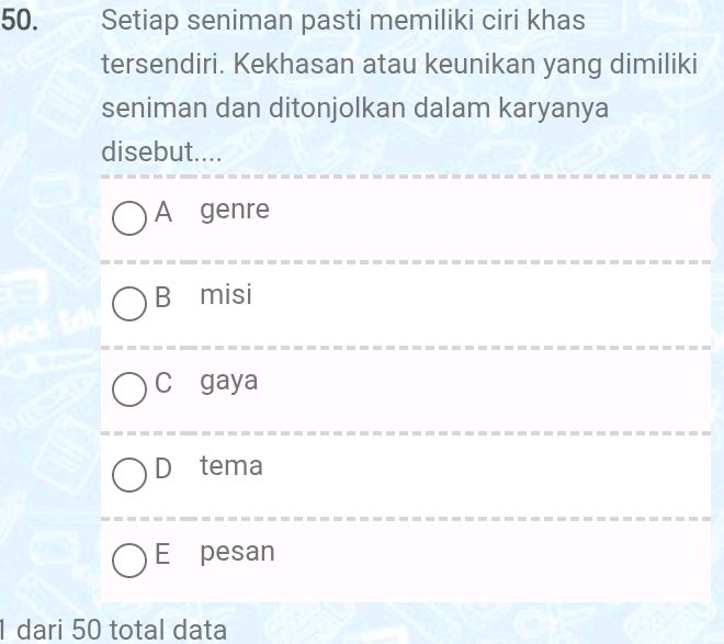 50. Setiap seniman pasti memiliki ciri khas | StudyX