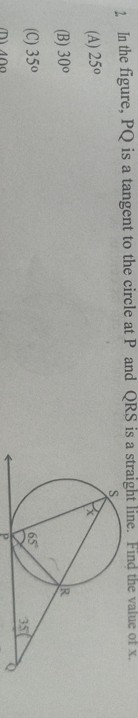 In the figure, PQ is a tangent to the circle | StudyX