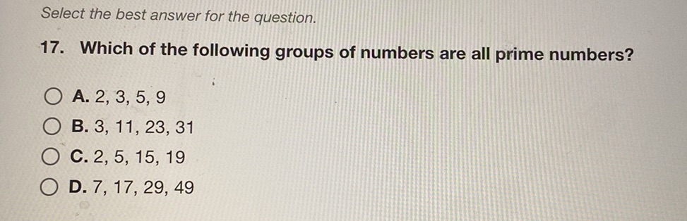 17. Which of the following groups of numbers | StudyX