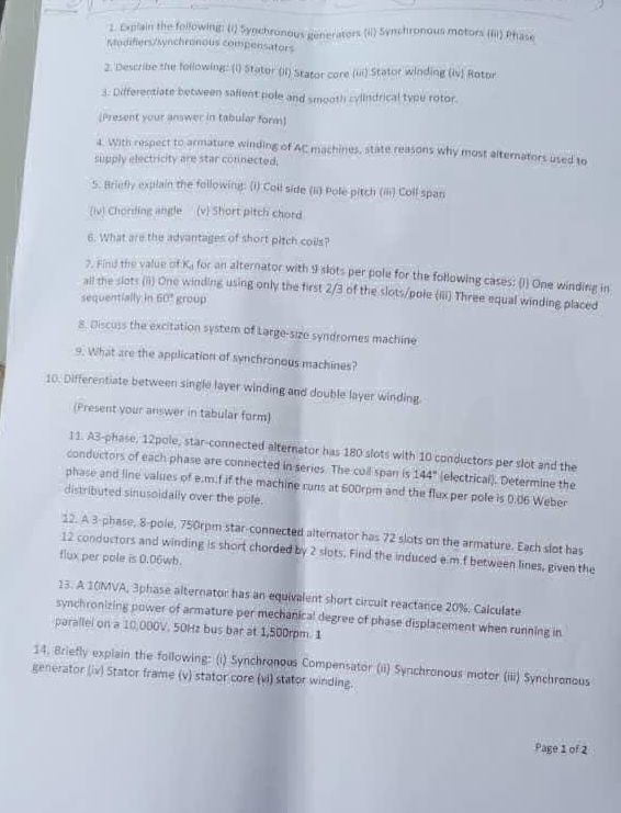 1. Explain the following: (i) Synchronous | StudyX