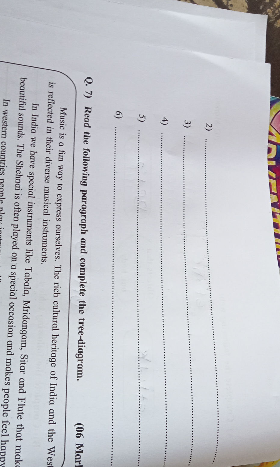 Q. 7) Read the following paragraph and | StudyX