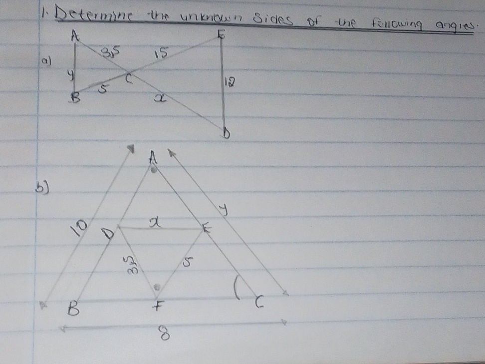 1. Determine the unknown sides of the | StudyX