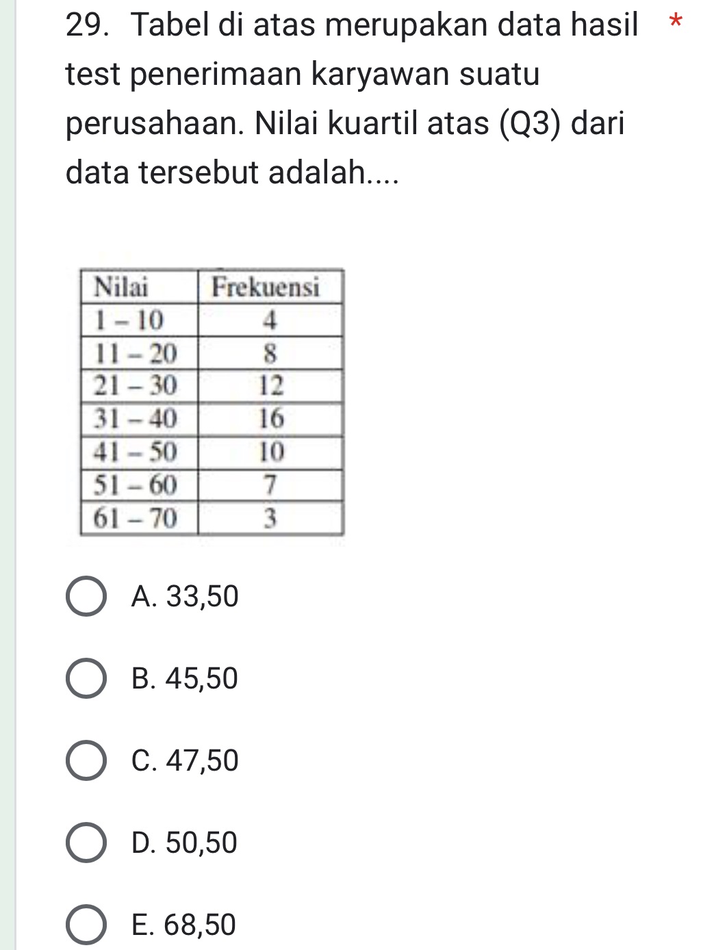 29. Tabel di atas merupakan data hasil test | StudyX
