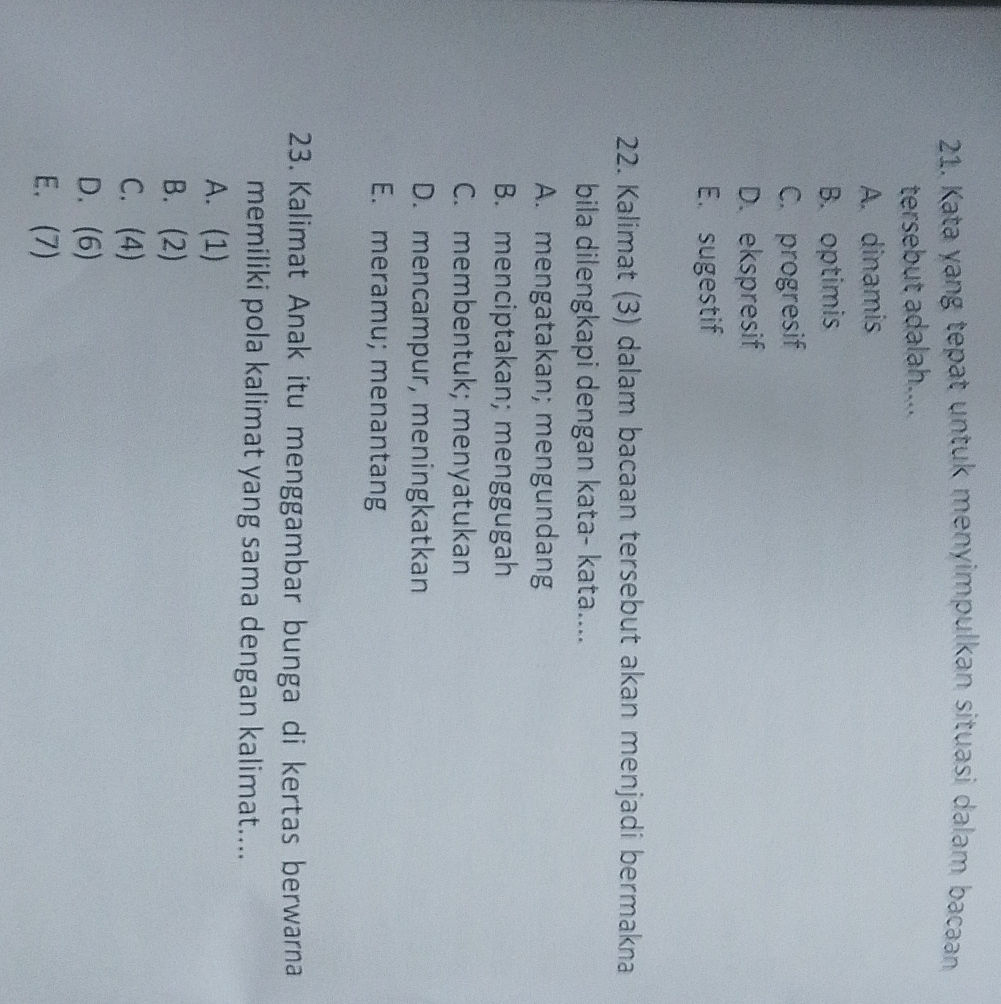 21. Kata yang tepat untuk menyimpulkan | StudyX