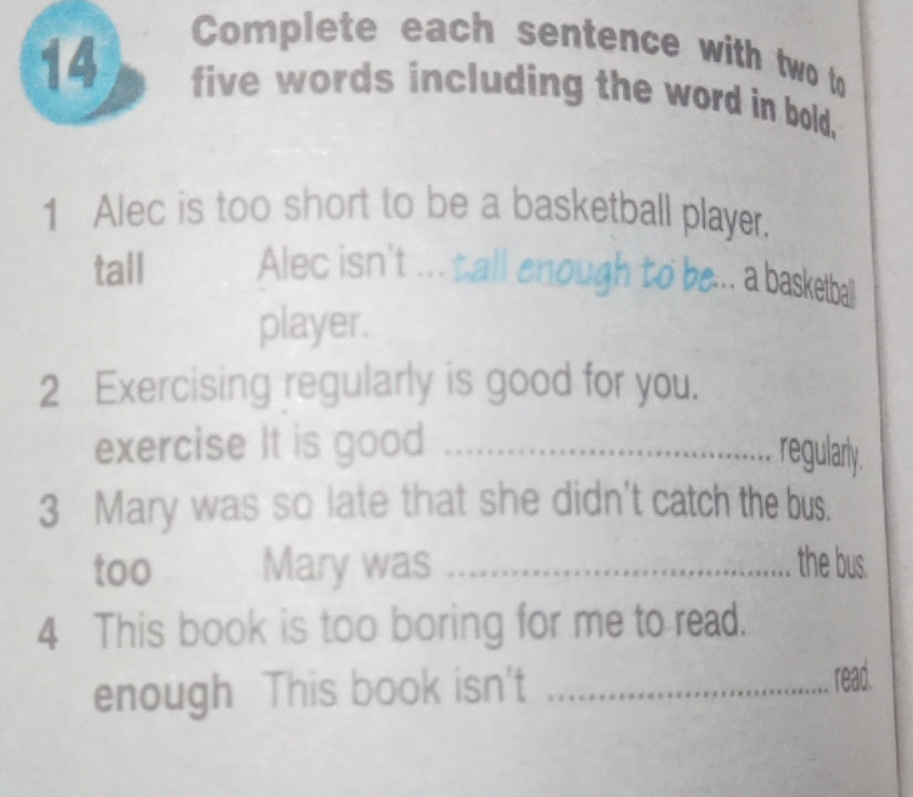 Complete each sentence with two to five | StudyX