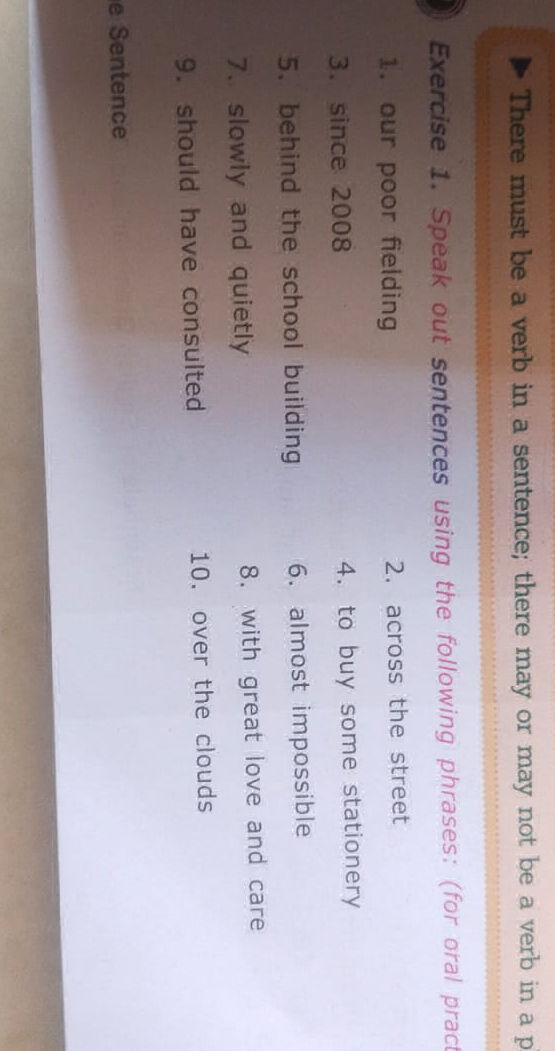 Exercise 1. Speak out sentences using the | StudyX