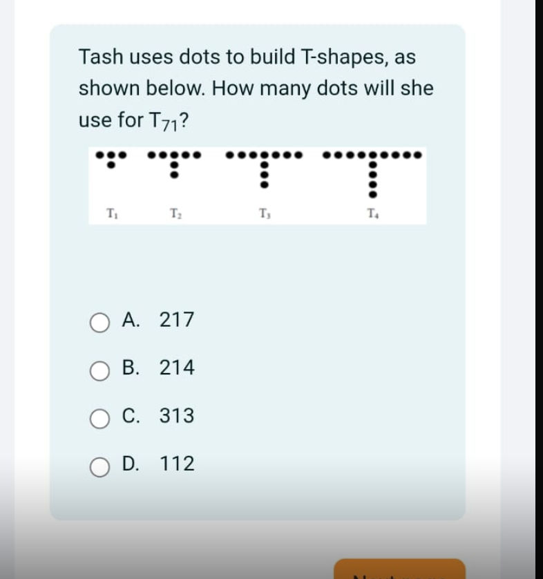 Tash uses dots to build T-shapes, as shown | StudyX