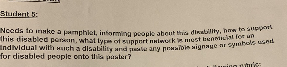 Student 5: Needs to make a pamphlet, | StudyX
