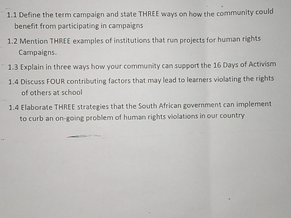 1.1 Define the term campaign and state THREE