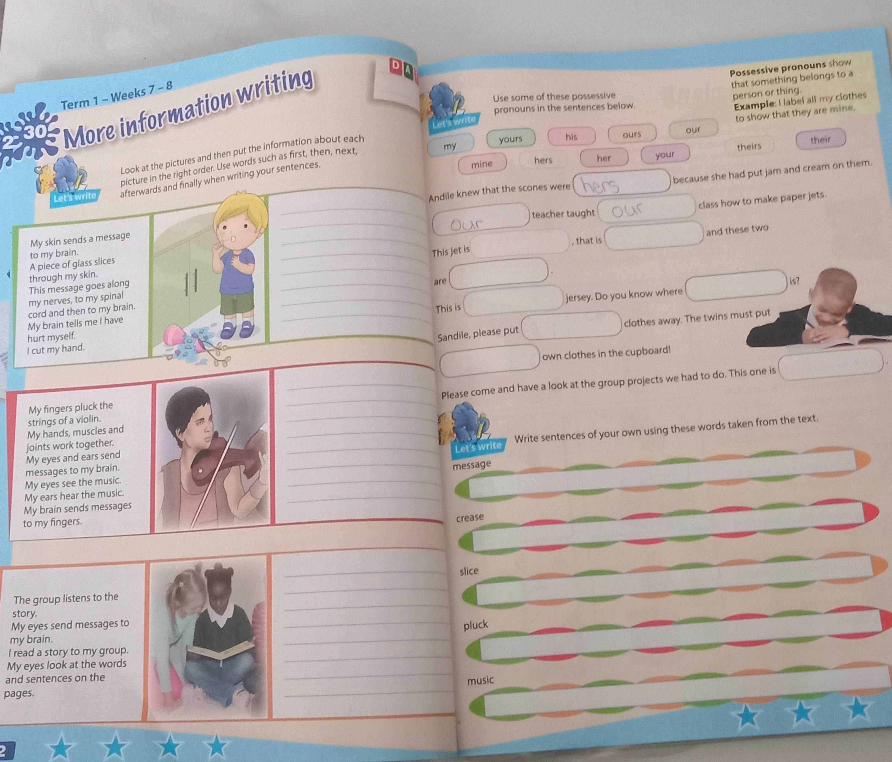 Use some of these possessive pronouns in the | StudyX