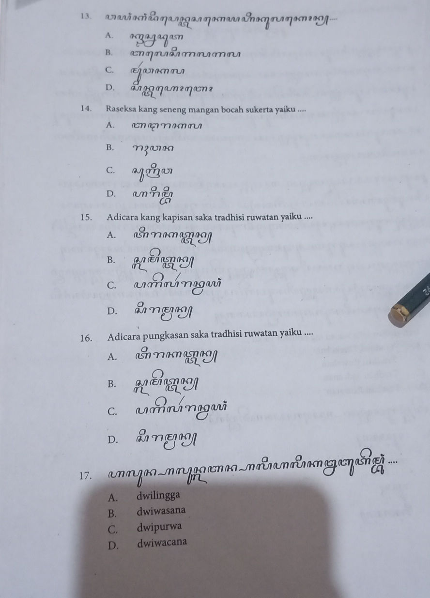 13. A. mayagan B. C. D. 14. Raseksa kang | StudyX
