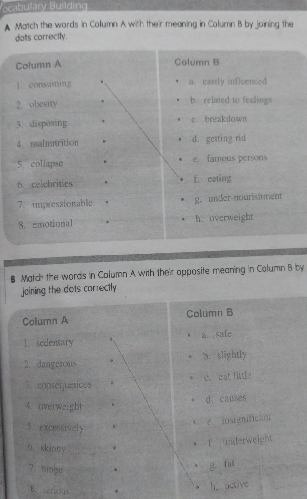 A Match the words in Column A with their | StudyX