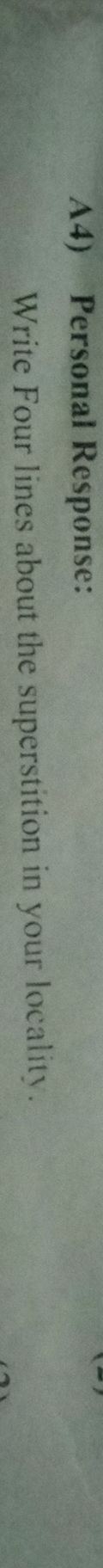 A4) Personal Response: Write Four lines | StudyX
