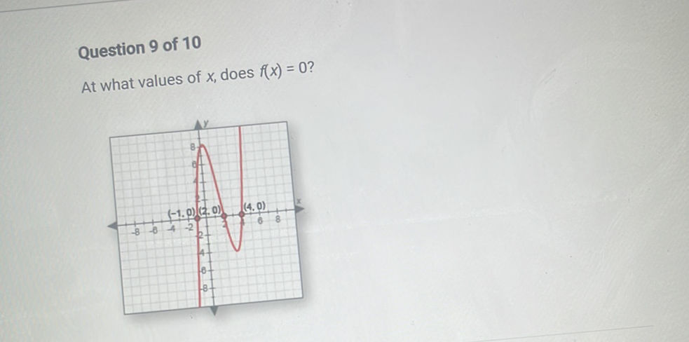 At what values of x, does $f(x) = 0$? The | StudyX