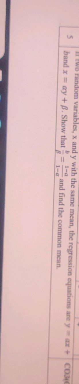 In two random variables, x and y with the | StudyX