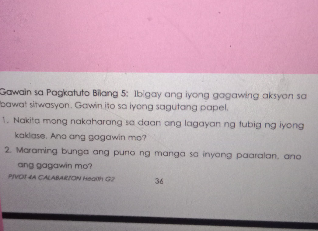 Gawain sa Pagkatuto Bilang 5: Ibigay ang | StudyX