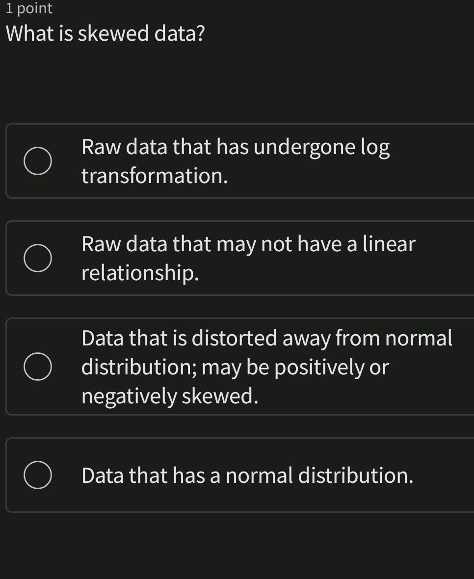 What is skewed data? Raw data that has | StudyX