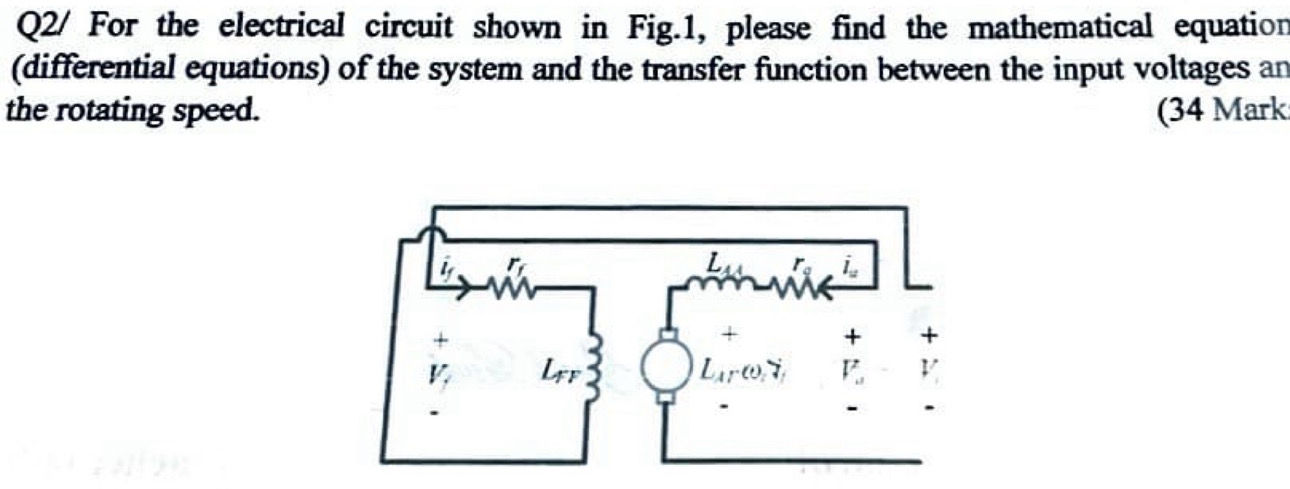 Q2/ For the electrical circuit shown in | StudyX