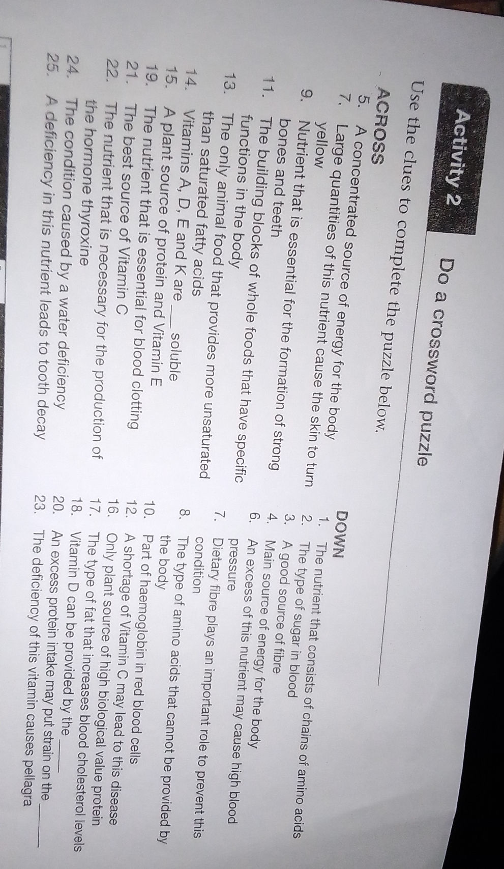 Use the clues to complete the puzzle below. | StudyX