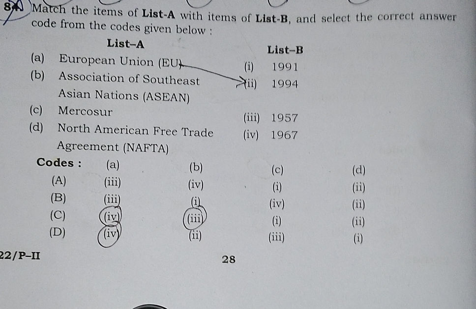 Match the items of List-A with items of | StudyX