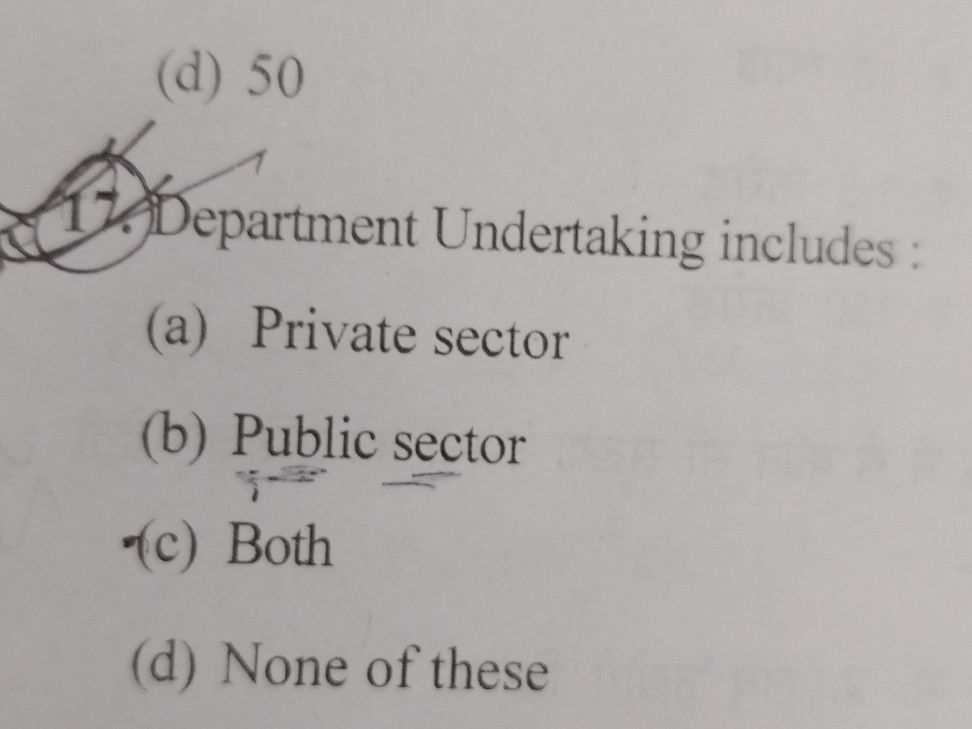17. Department Undertaking includes: (a) | StudyX