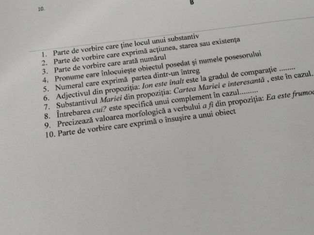 1. Parte de vorbire care ține locul unui | StudyX