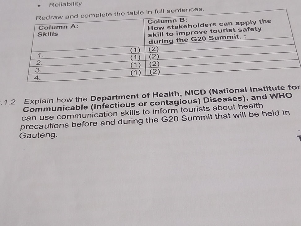 Redraw and complete the table in full | StudyX