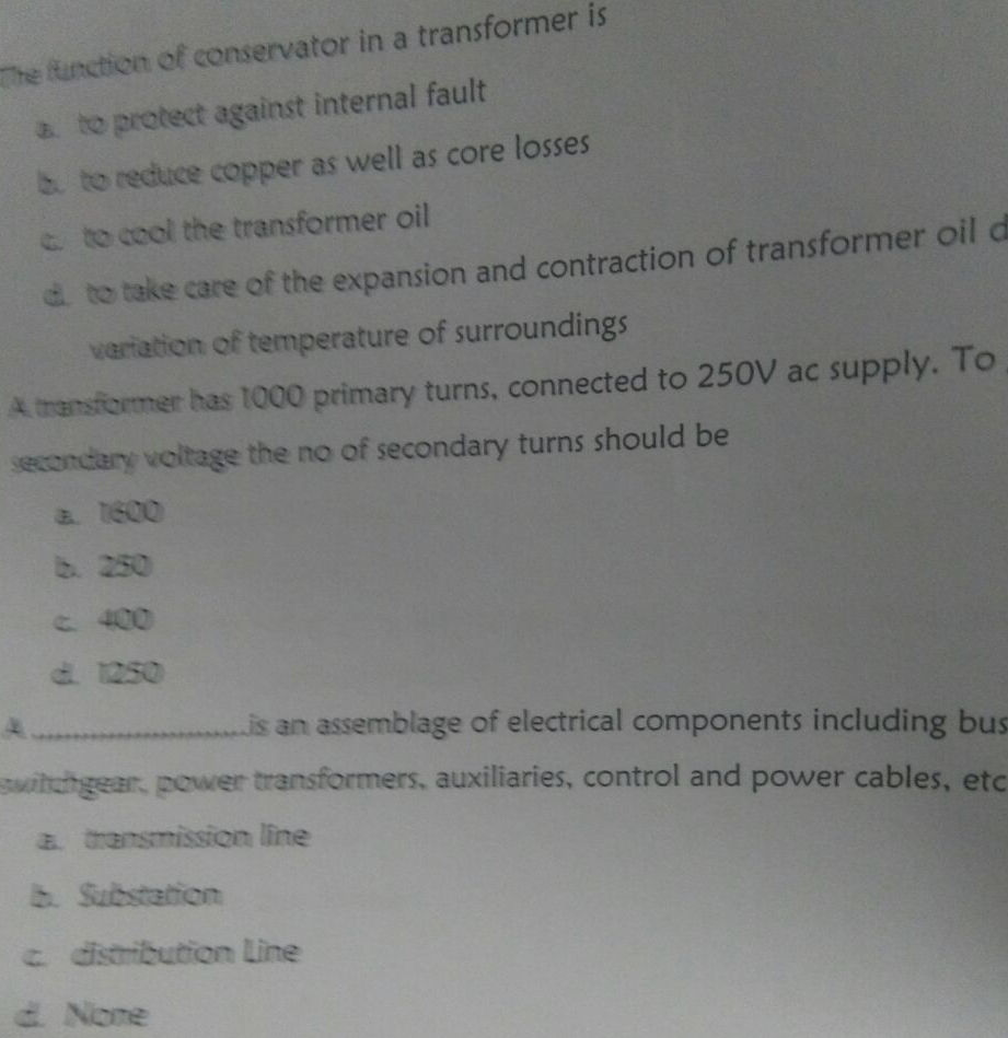 The function of conservator in a transformer | StudyX