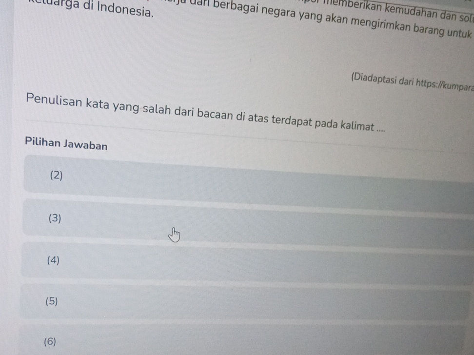 Penulisan kata yang salah dari bacaan di | StudyX