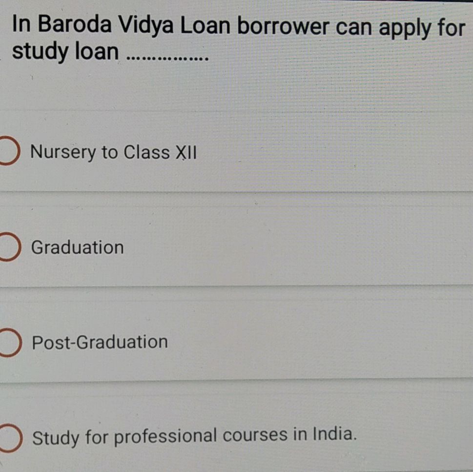 In Baroda Vidya Loan borrower can apply for | StudyX
