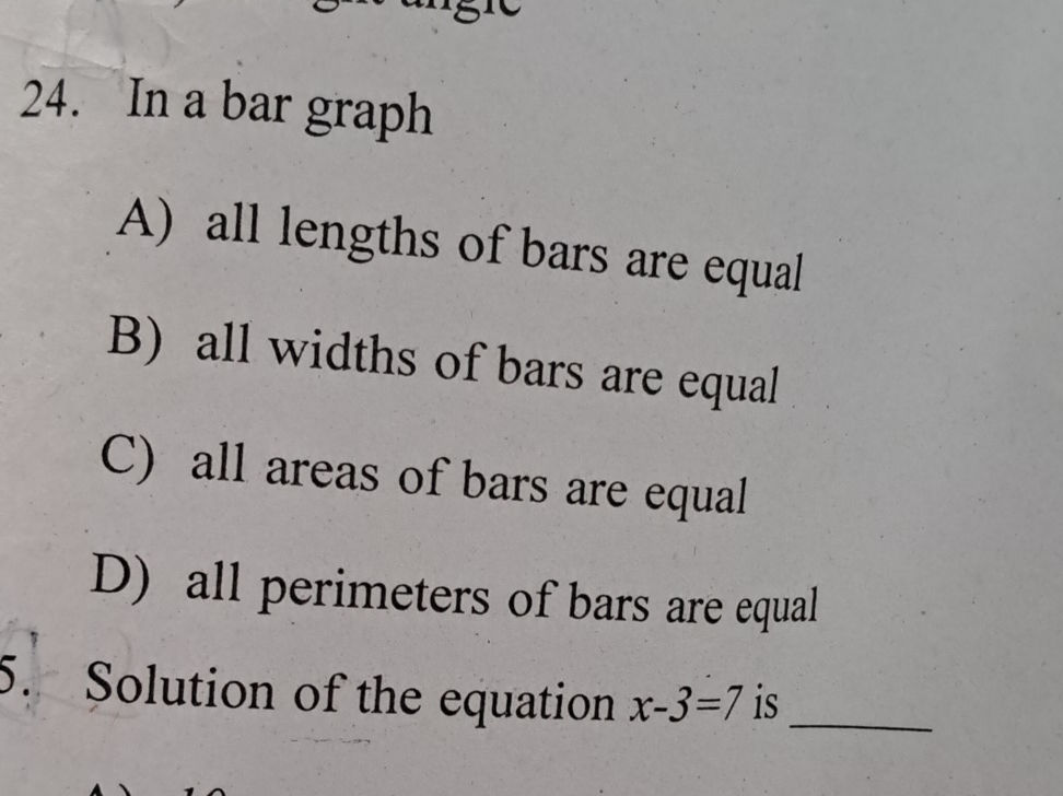 24. In a bar graph A) all lengths of bars | StudyX