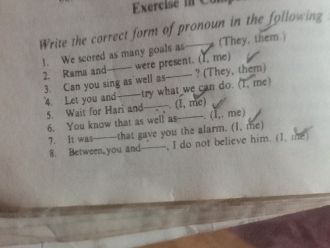 Write the correct form of pronoun in the | StudyX