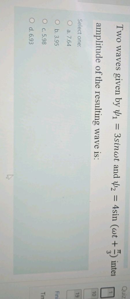Two waves given by $ _1 = 3sin t$ and $ _2 | StudyX