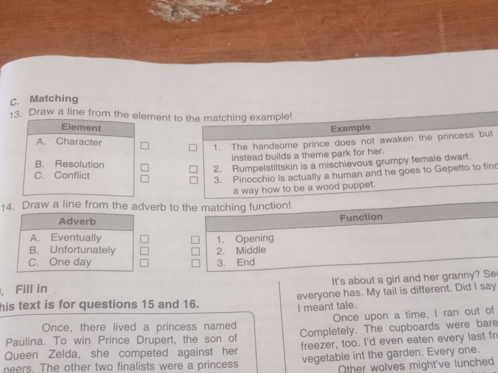 C. Matching 13. Draw a line from the element | StudyX