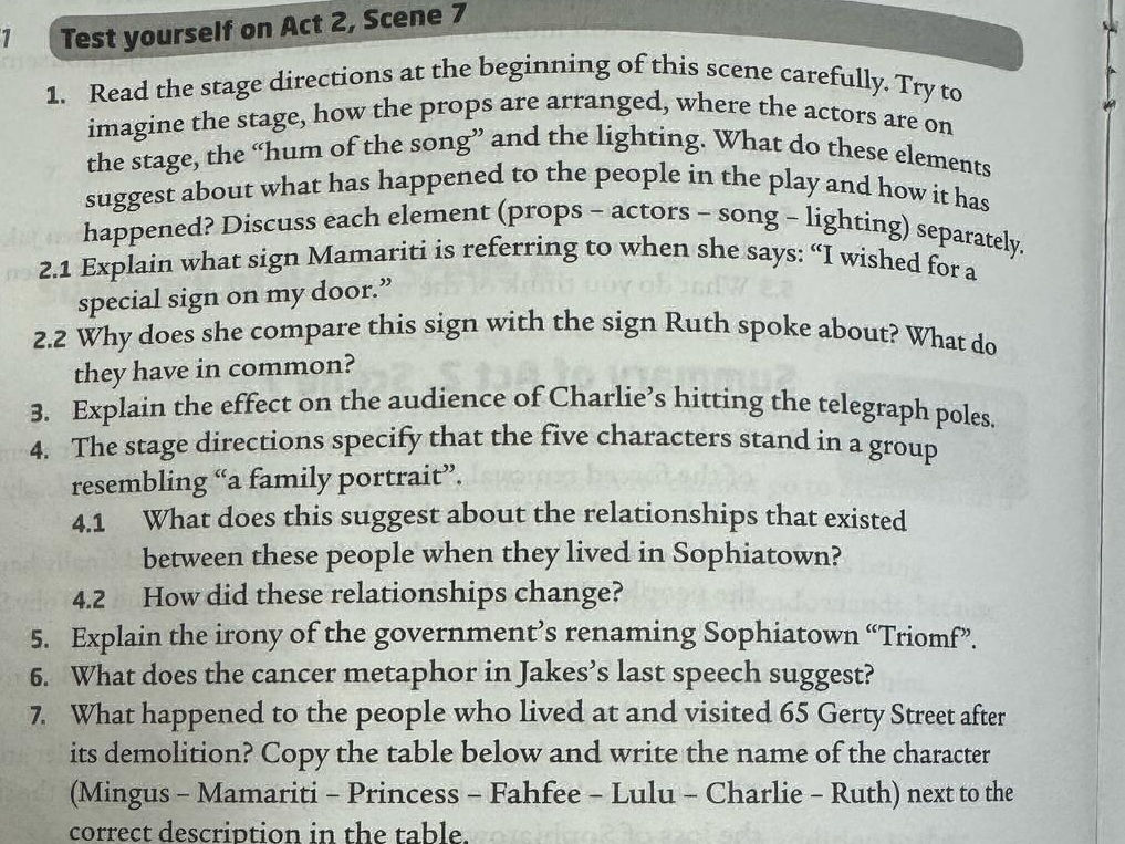 1. Read the stage directions at the | StudyX