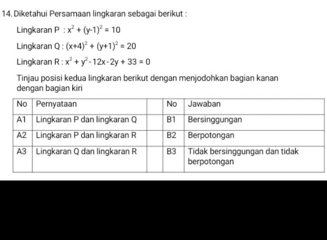 Diketahui Persamaan lingkaran sebagai | StudyX