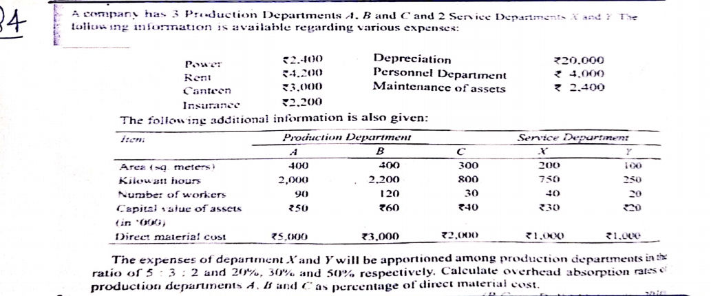 A company has 3 Production Departments A, B | StudyX