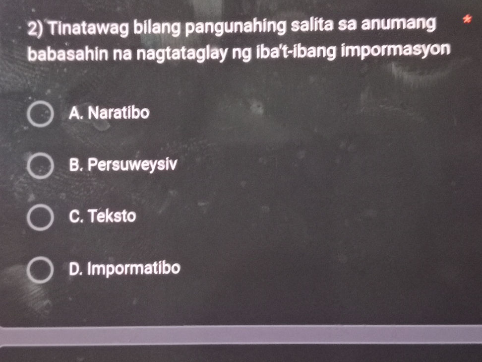2) Tinatawag bilang pangunahing salita sa | StudyX
