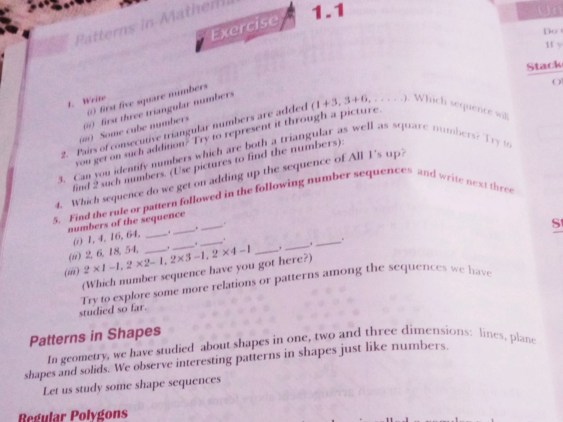 1. Write (i) first five square numbers (ii) | StudyX