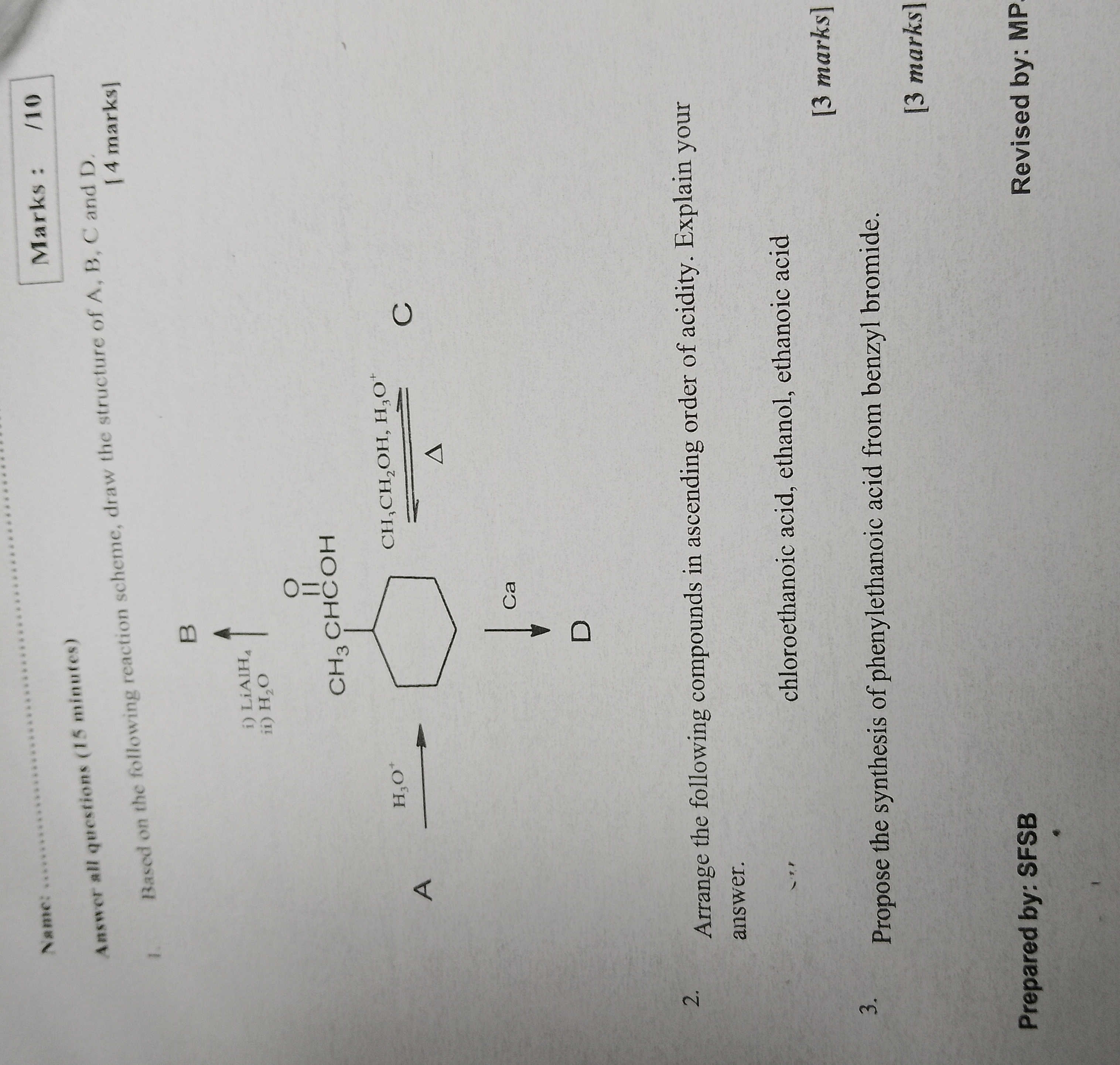 1. Based on the following reaction scheme, | StudyX