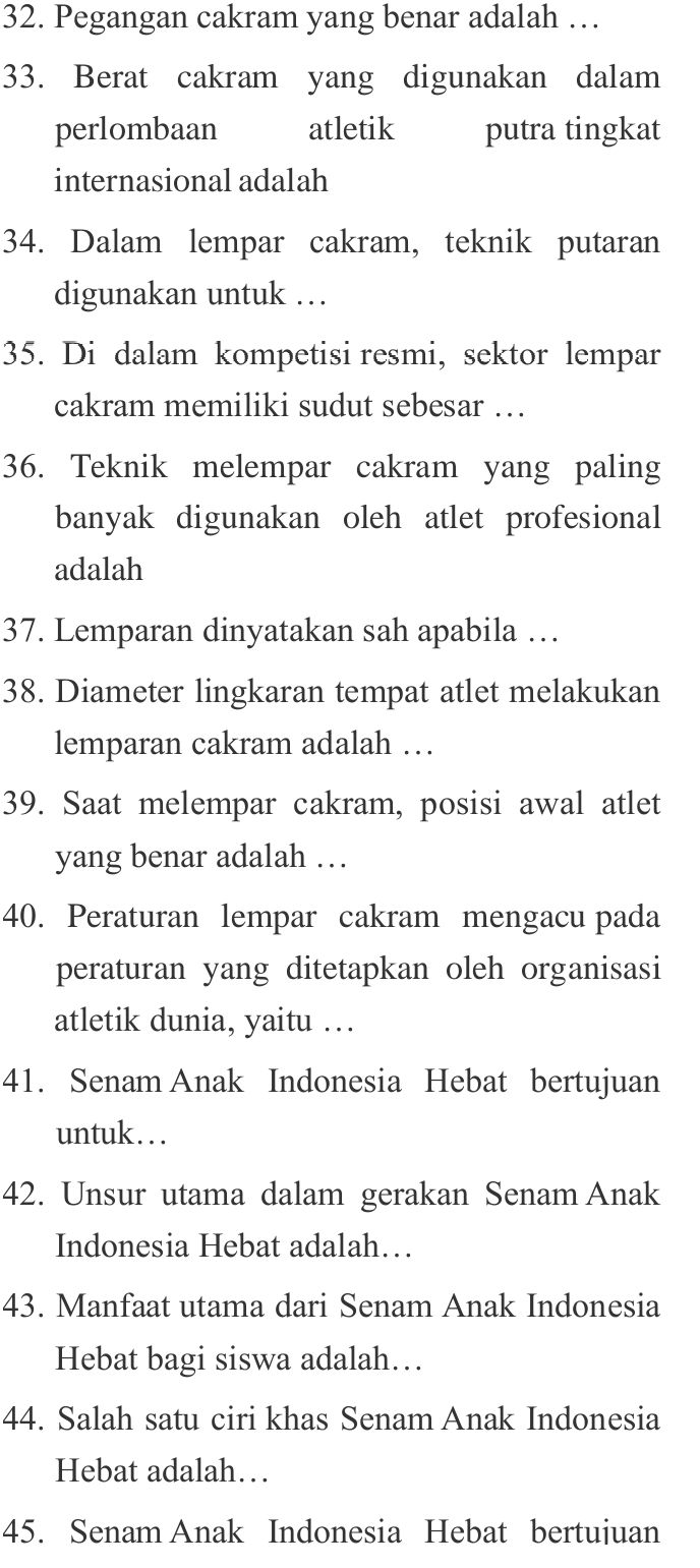 32. Pegangan cakram yang benar adalah ... | StudyX