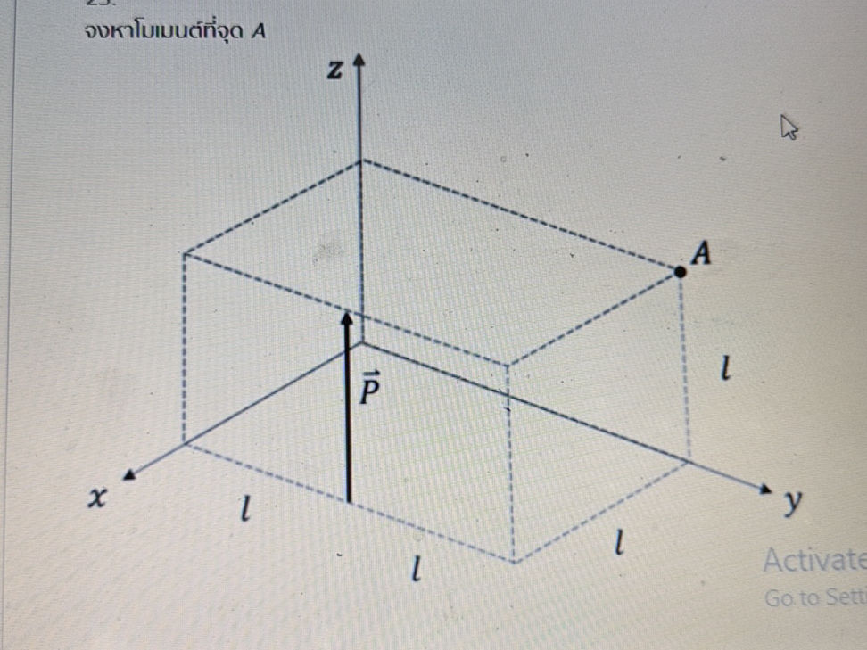 จงหาโมเมนต์ที่จุด A The image shows a 3D | StudyX