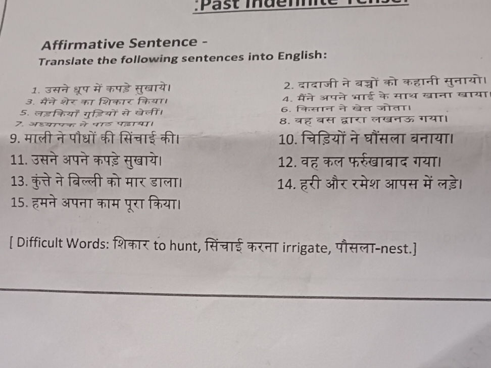 Affirmative Sentence - Translate the | StudyX
