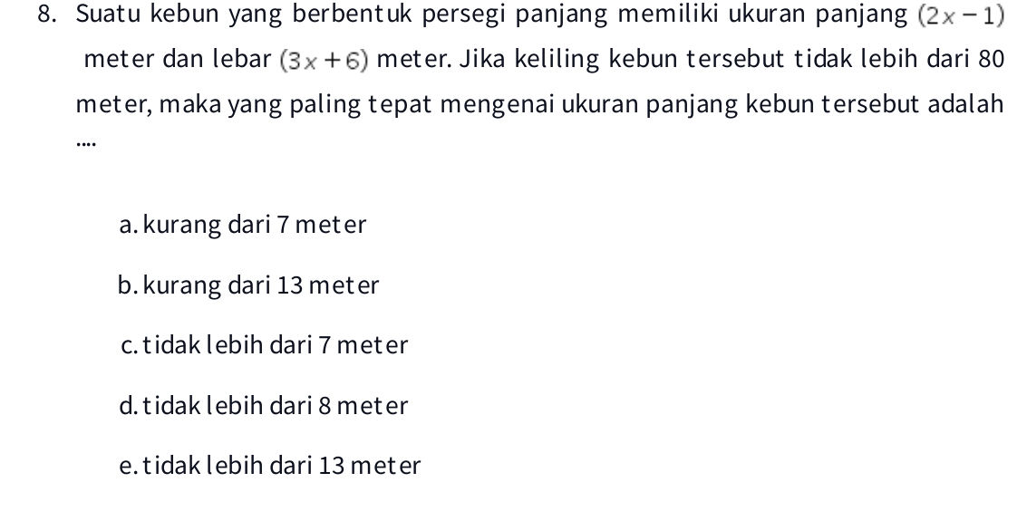 8. Suatu kebun yang berbentuk persegi | StudyX