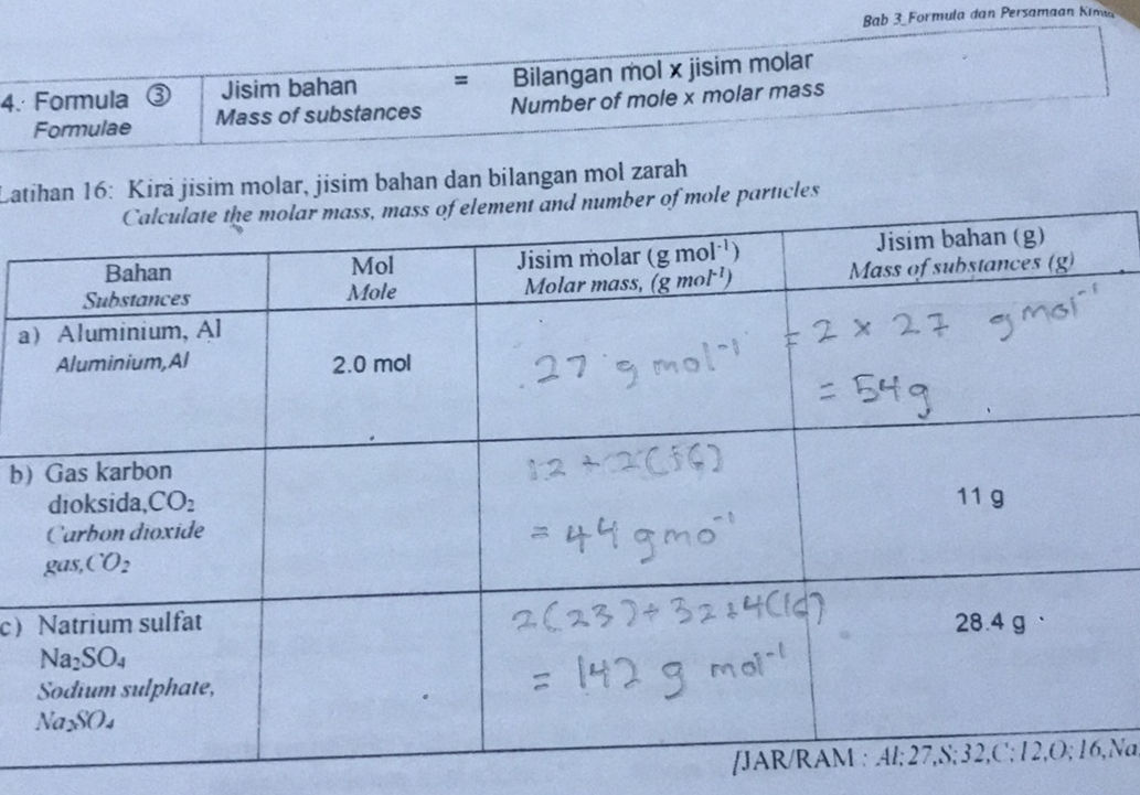 4. Formula Formulae Jisim bahan = Bilangan | StudyX