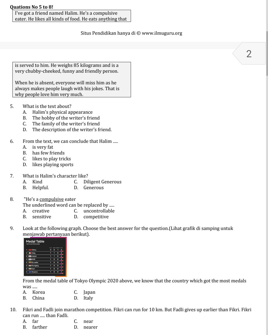 5. What is the text about? A. Halim's | StudyX