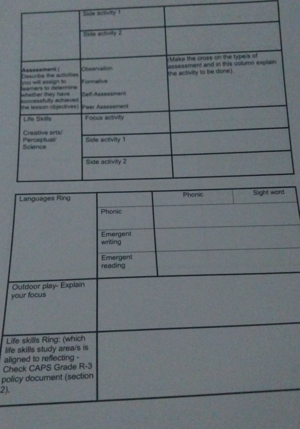 Make the cross on the types of assessment | StudyX